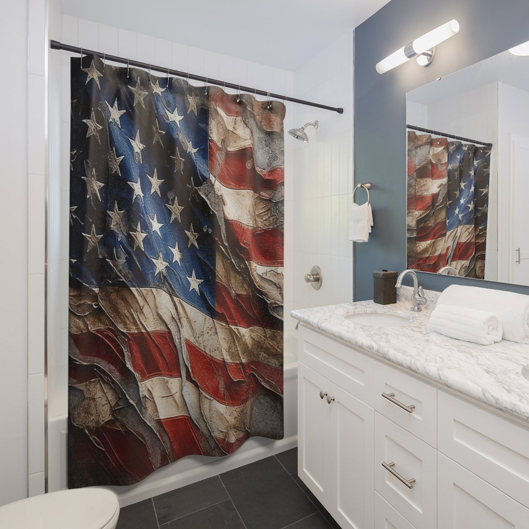 Distressed American Flag Shower Curtains - Etsy