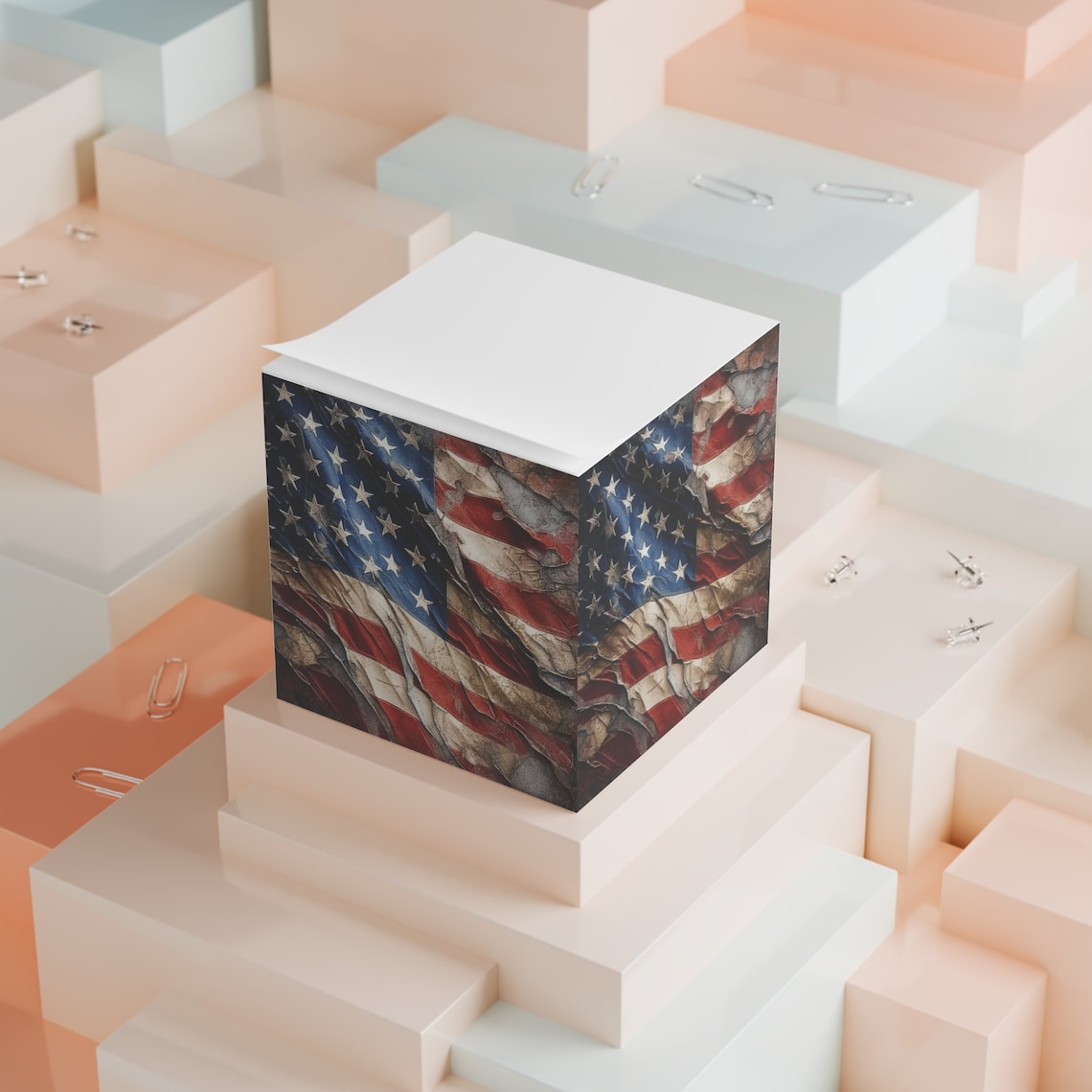 Distressed American Flag Note Cube - Etsy