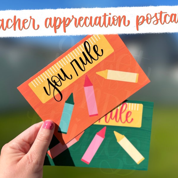 Teacher Appreciation Postcard - Etsy