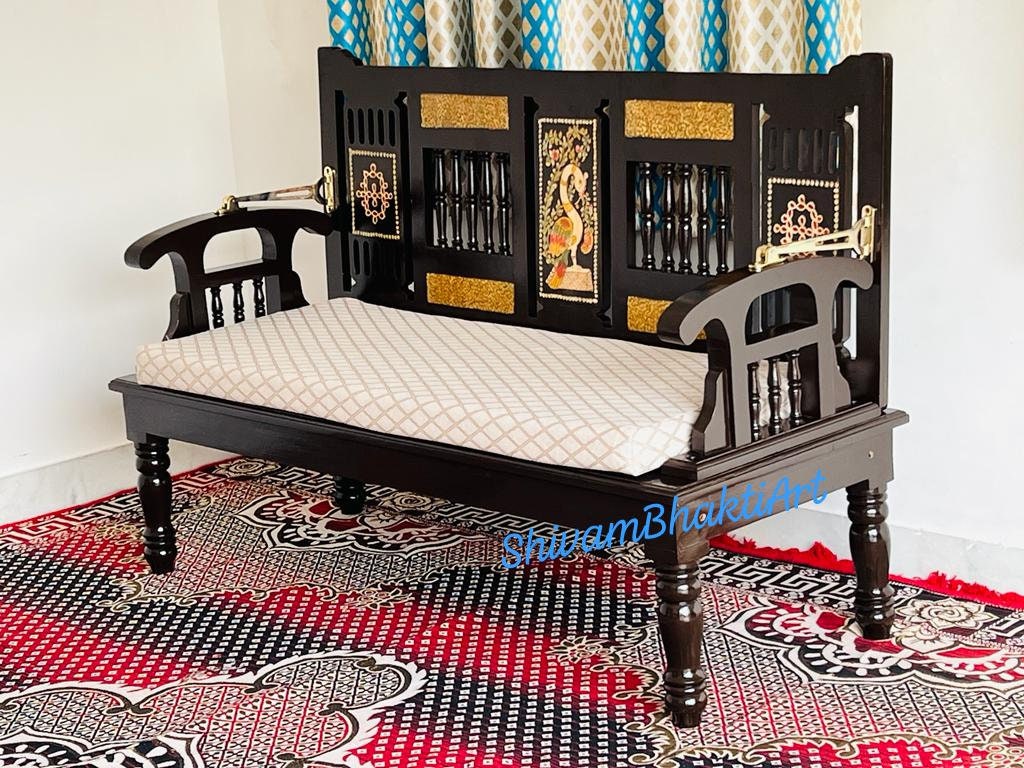 Indian Solid Teak Wood Diwan/ Wooden Sofa/ Indian Fine Carved Diwan ...