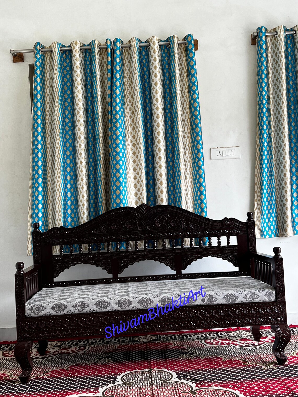 Indian Solid Teak Wooden Diwan/ Wooden Sofa/ Indian Fine Carved Diwan ...