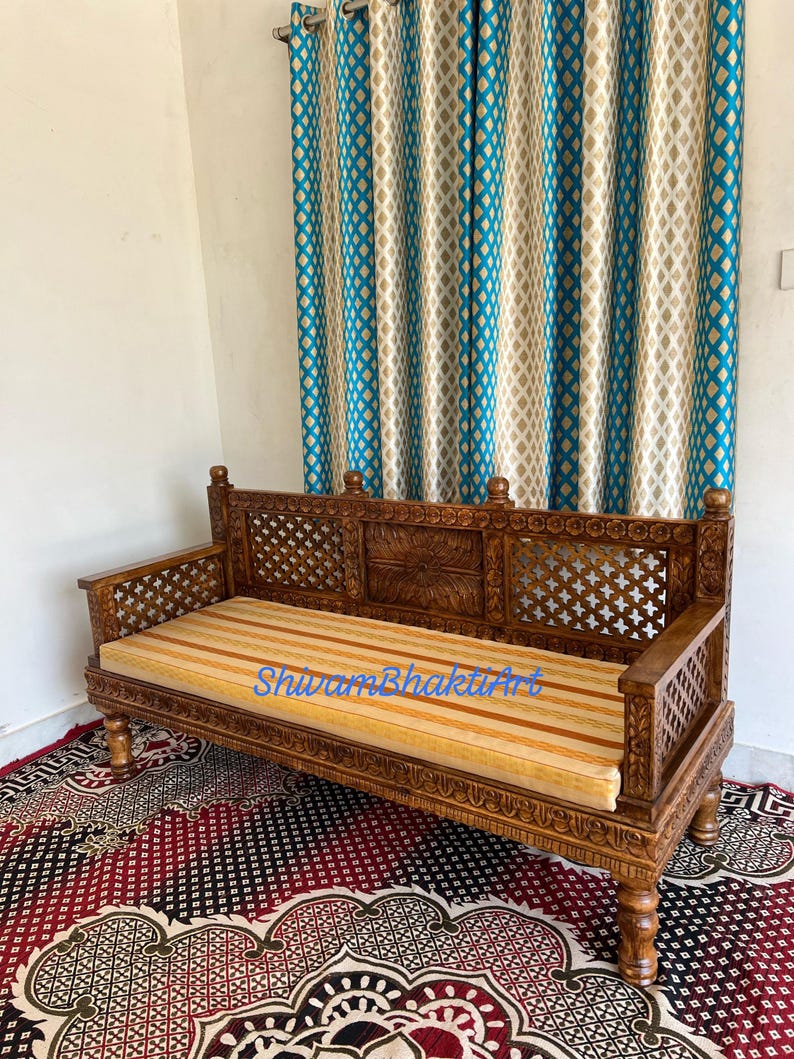 Indian Solid Wood Diwan, Fine Carved Sofa - Etsy