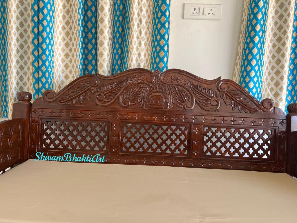 Indian Solid Teak Wood Diwan/ Wooden Sofa/ Indian Fine Carved Diwan ...