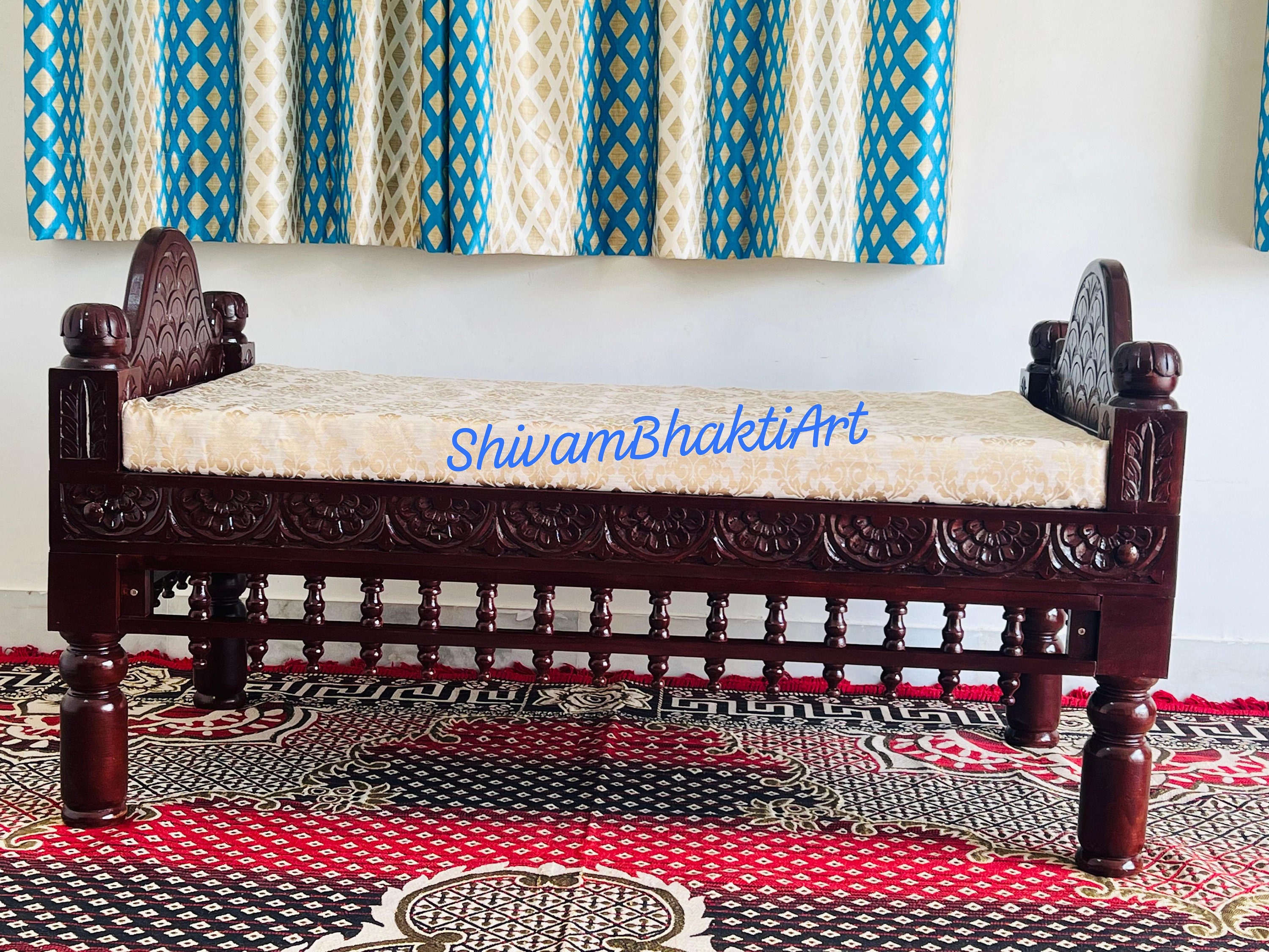 Indian Solid Rosewood Diwan/ Wooden Sofa/ Indian Fine Carved Diwan ...