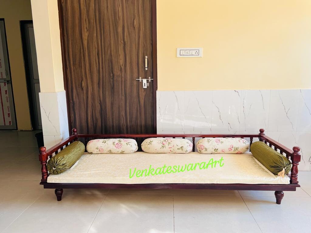Indian Solid Teak Wooden Fine Carved Low Sitting Daybed/ Mughal Style ...