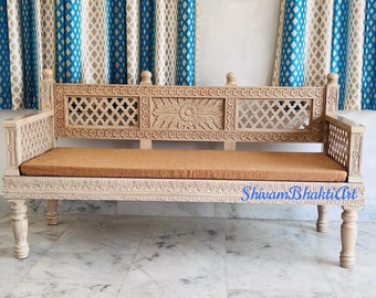 Indian Solid Teak Wooden Diwan/ Wooden Sofa/ Indian Fine Carved Diwan ...