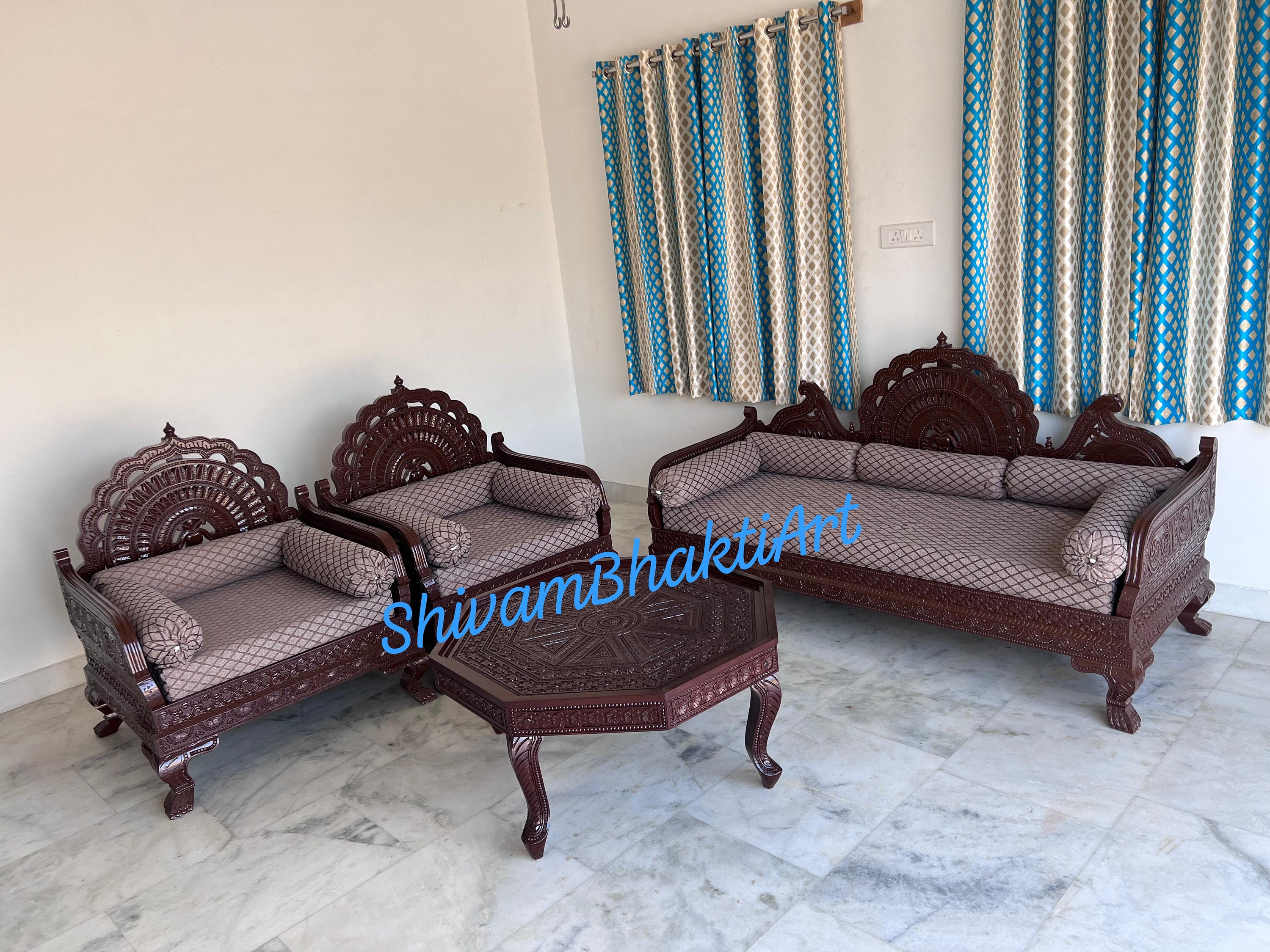 Wooden Diwan Set/ Wooden Sofa Set/ Indian Fine Carved Diwan/ Free ...