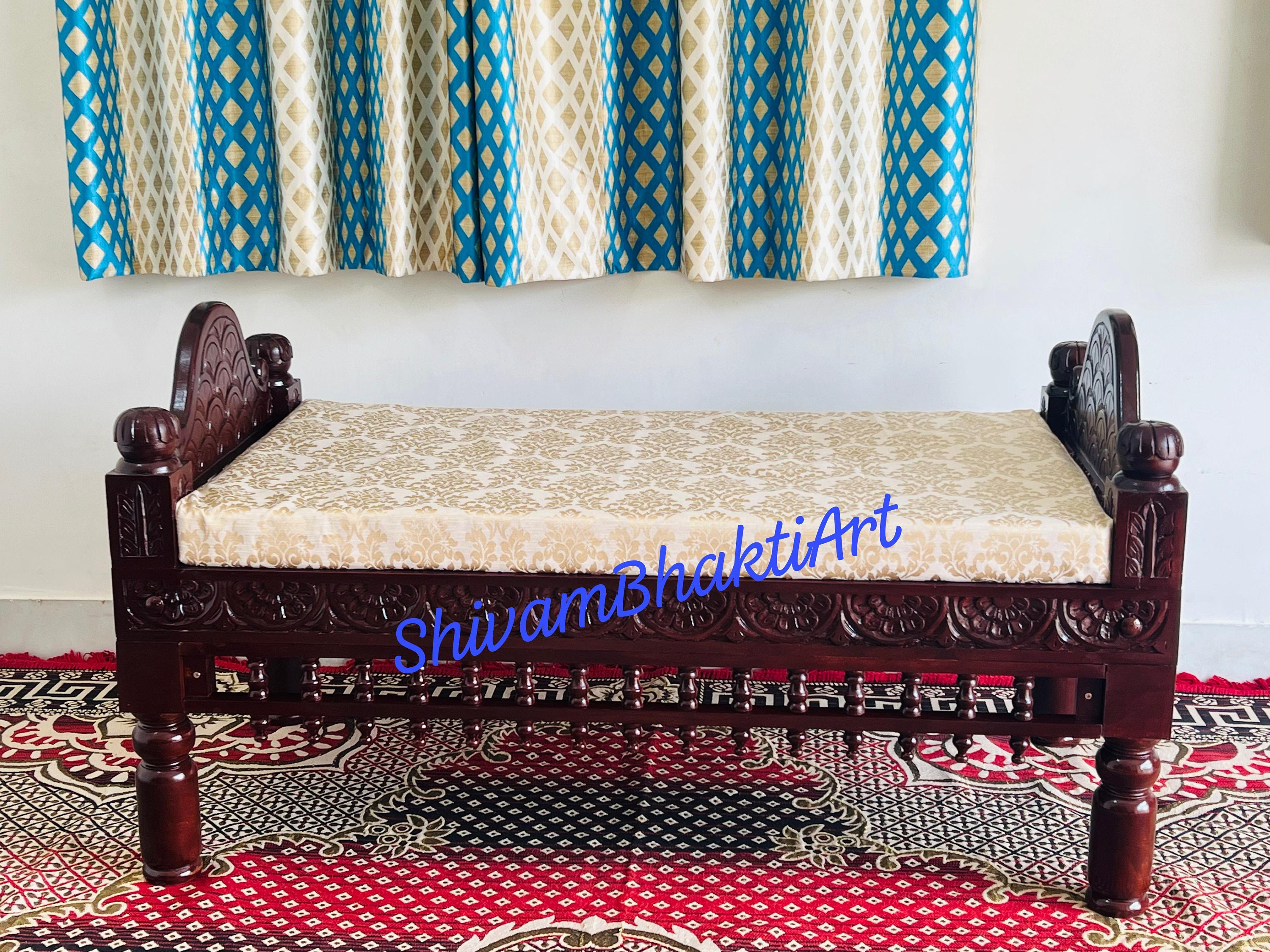 Indian Solid Rosewood Diwan/ Wooden Sofa/ Indian Fine Carved Diwan ...