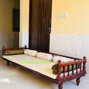Indian Solid Teak Wooden Fine Carved Low Sitting Daybed/ Mughal Style ...