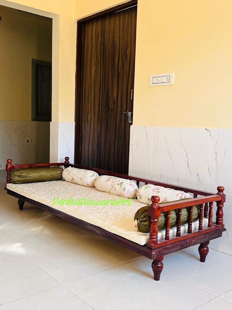 Indian Solid Teak Wooden Fine Carved Low Sitting Daybed/ Mughal Style ...