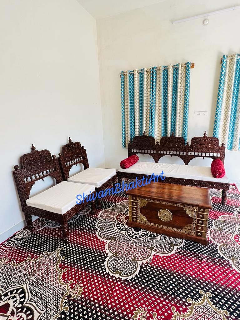 Wooden Diwan Set/ Wooden Sofa Set/ Indian Fine Carved Diwan/ Free ...