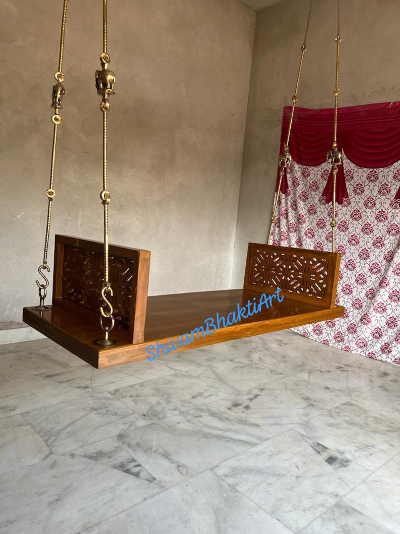 Natural Teak Wooden Swing,teak Wooden Ceiling Swing Without Back ...