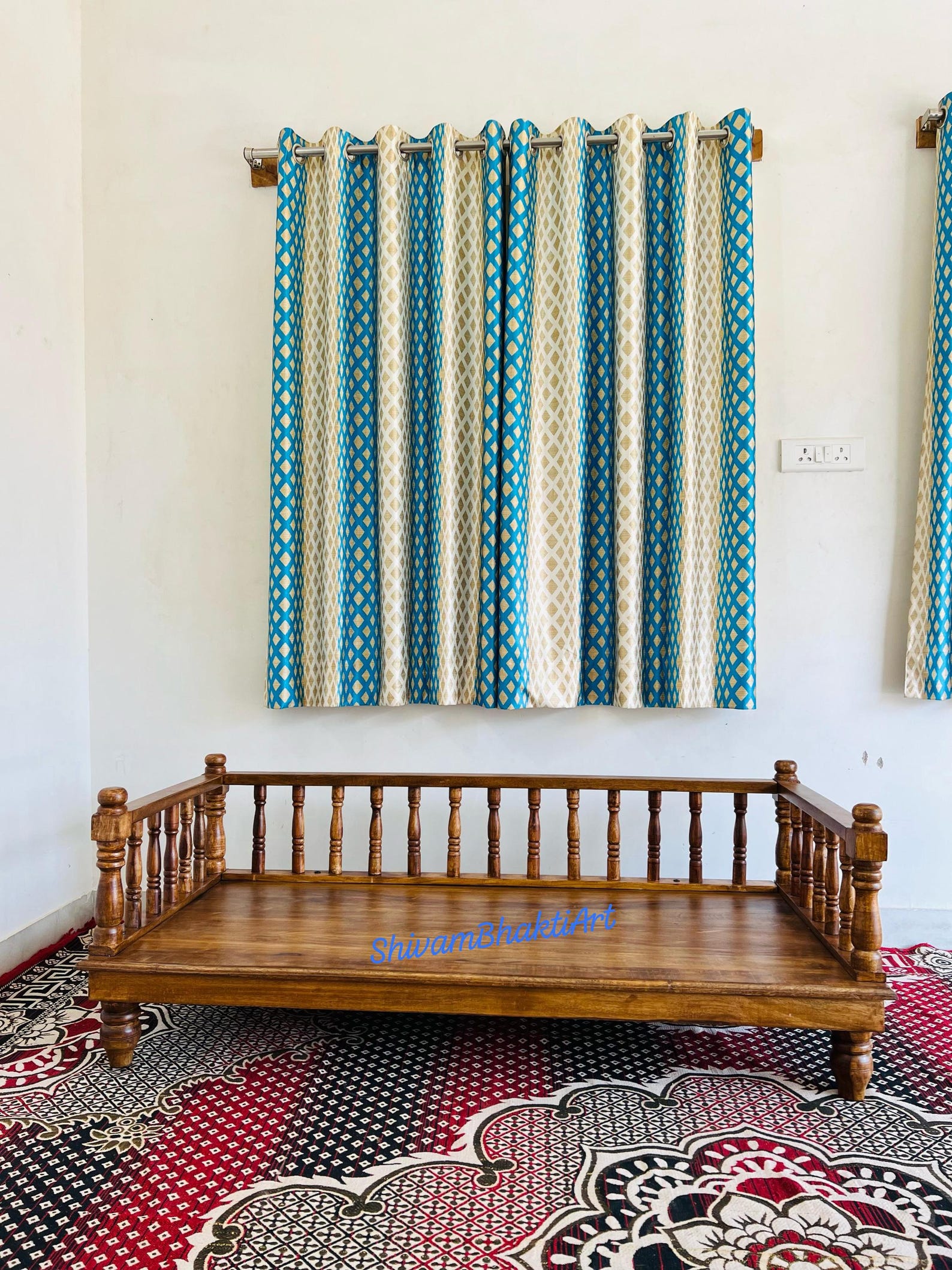 Indian Carved Wood Daybed: Mughal Style Diwan Cot, Low Sitting Sofa ...