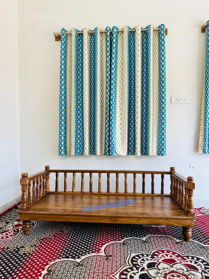 Indian Solid Wooden Fine Carved Low Sitting Daybed/ Mughal Style Diwan ...