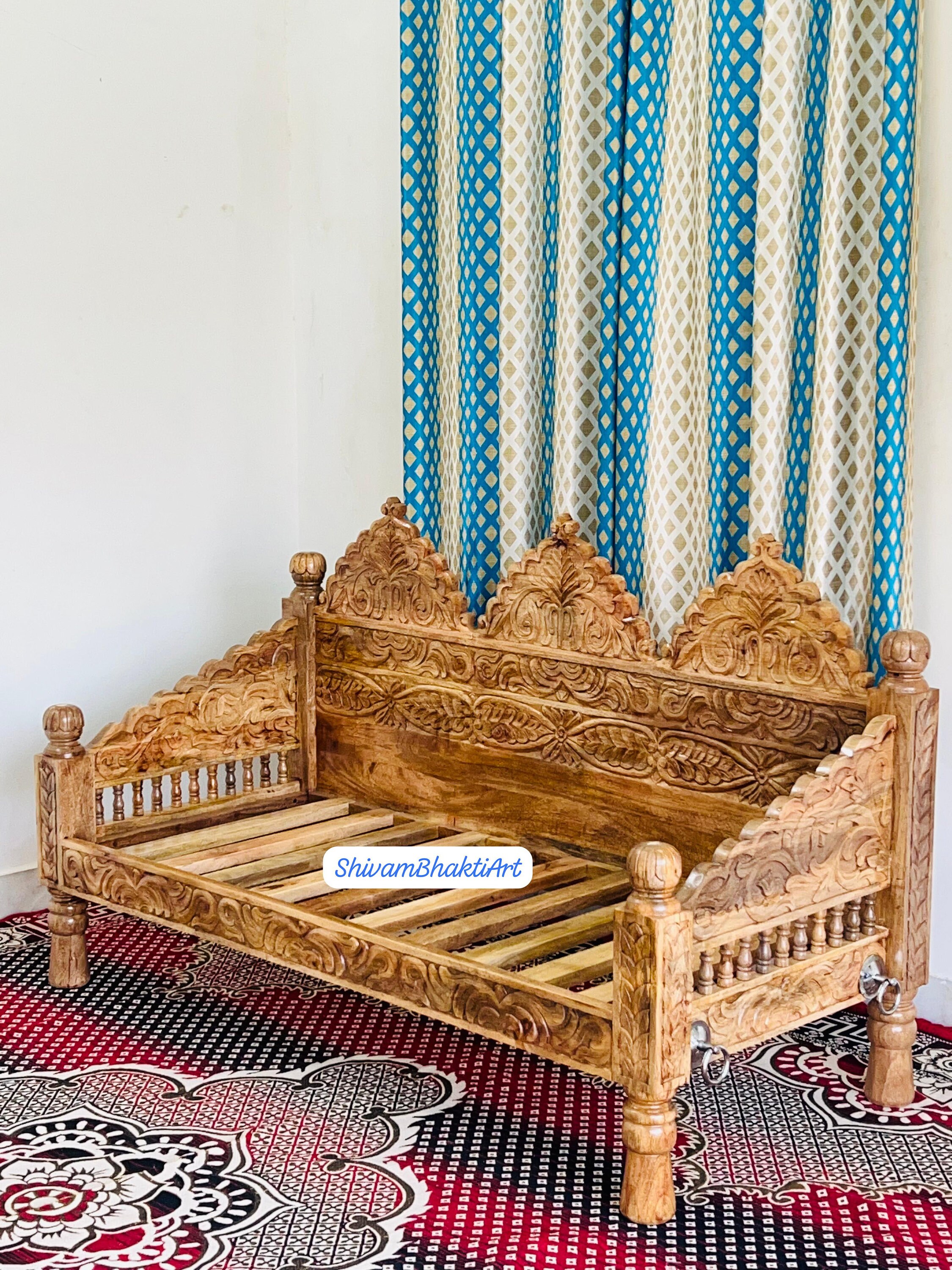Fine Carved Wooden Diwan, Traditional Indian Sofa (66"w X 30"d X 38"h ...