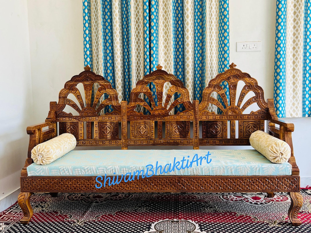 Indian Solid Rosewood Diwan/ Wooden Sofa/ Indian Fine Carved Diwan ...