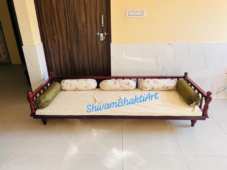 Indian Solid Teak Wooden Fine Carved Low Sitting Daybed/ Mughal Style ...