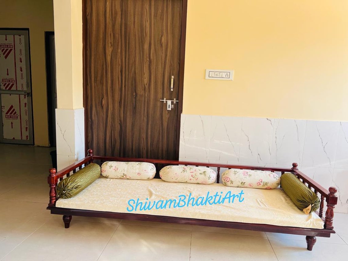 Indian Solid Teak Wooden Fine Carved Low Sitting Daybed/ Mughal Style ...