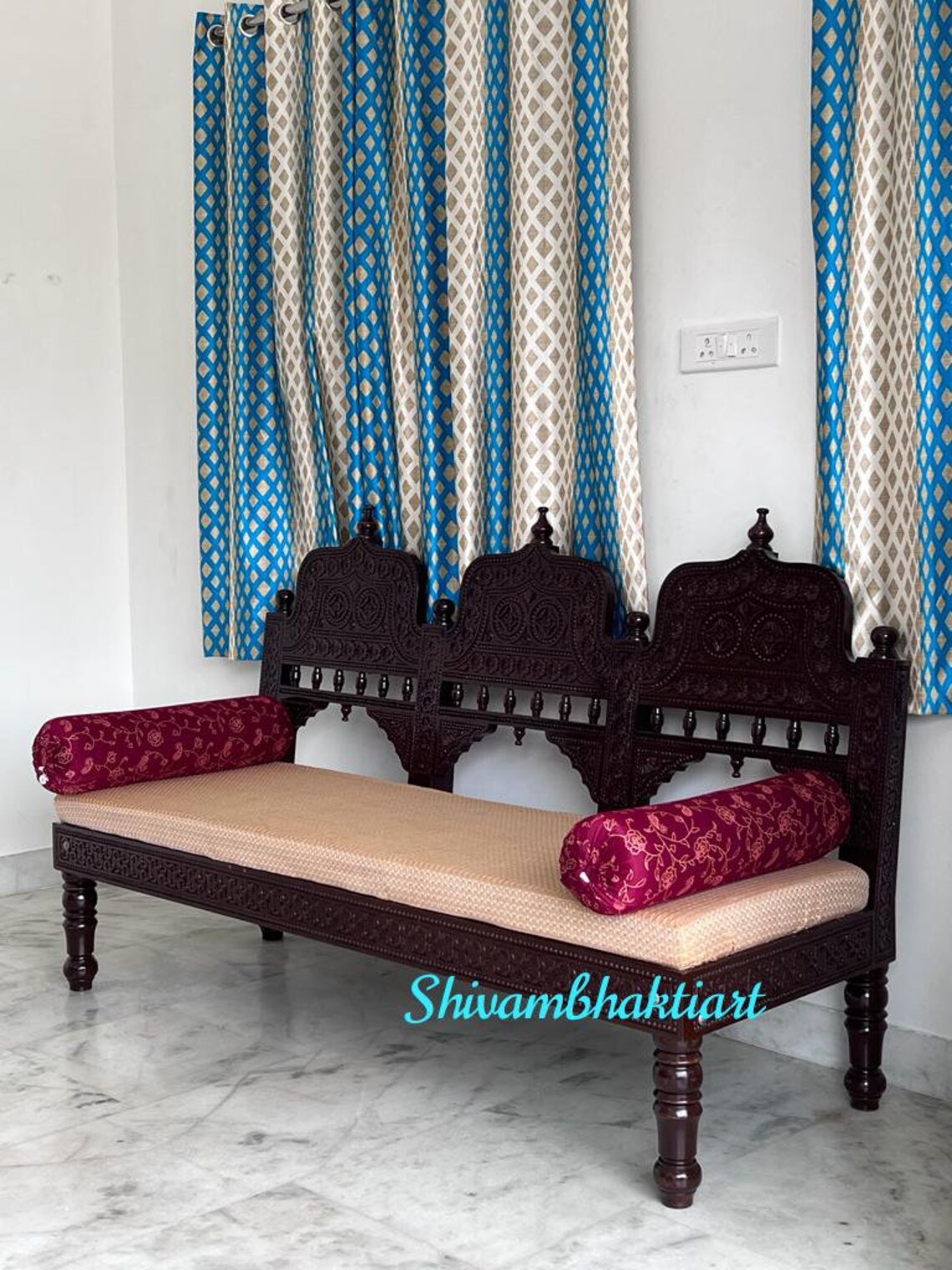 Teak Wood Diwan: Indian Fine Carved Sofa - Etsy