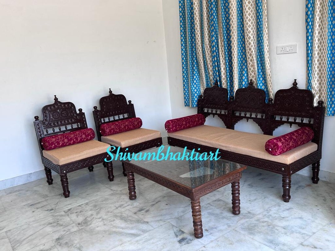 Wooden Diwan Set/ Wooden Sofa Set/ Indian Fine Carved Diwan/ Free ...