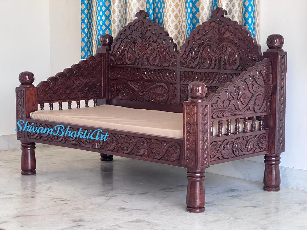 Indian Solid Rosewood Diwan/ Wooden Sofa/ Indian Fine Carved Diwan ...