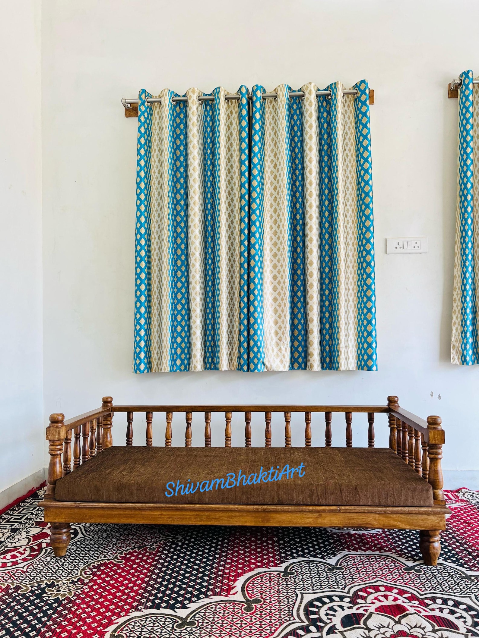 Indian Carved Wood Daybed: Mughal Style Diwan Cot, Low Sitting Sofa ...