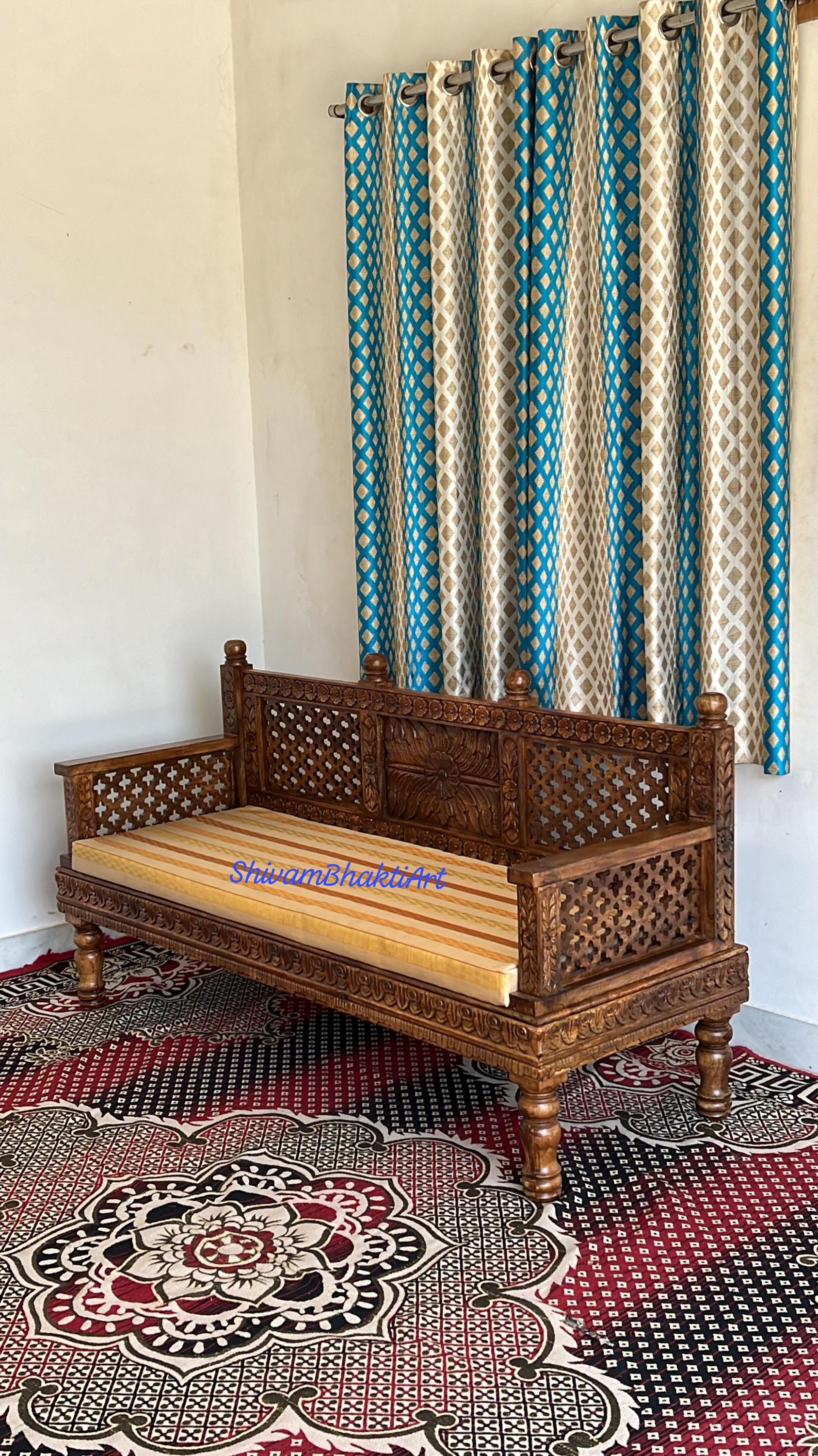 Indian Solid Wood Diwan, Fine Carved Sofa - Etsy
