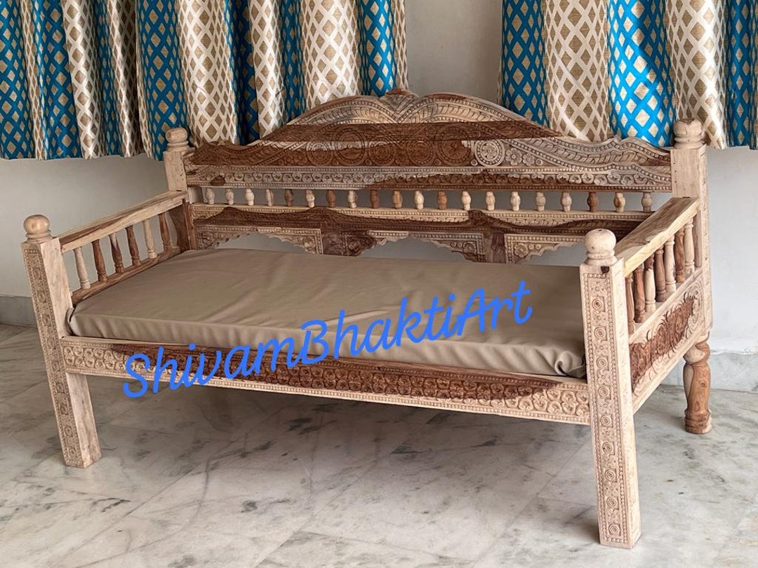 Indian Rosewood Diwan: Hand Carved Wooden Sofa - Etsy