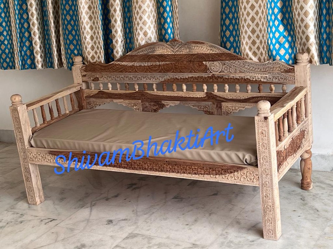 Indian Solid Rosewood Diwan/ Wooden Sofa/ Indian Fine Carved Diwan ...