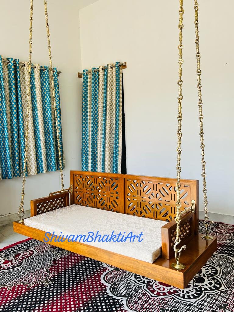 Teak Wooden Reversible Porch Swing, Indoor Ceiling Swing - Etsy