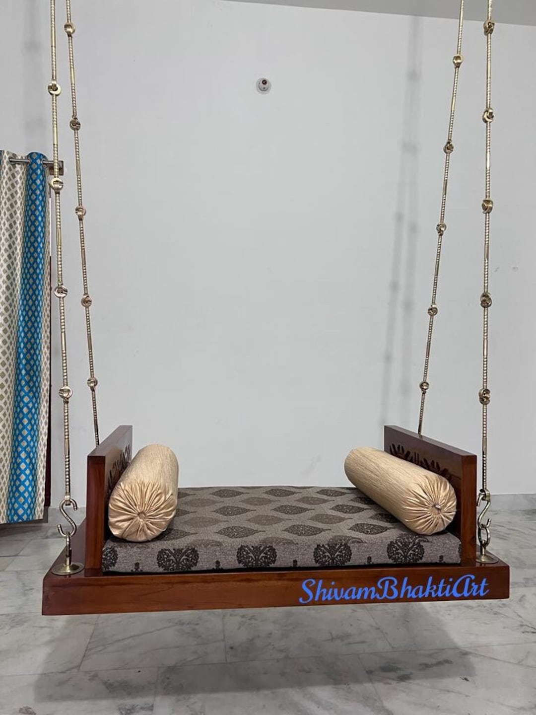 Natural Teak Wooden Swing,teak Wooden Ceiling Swing Without Back ...