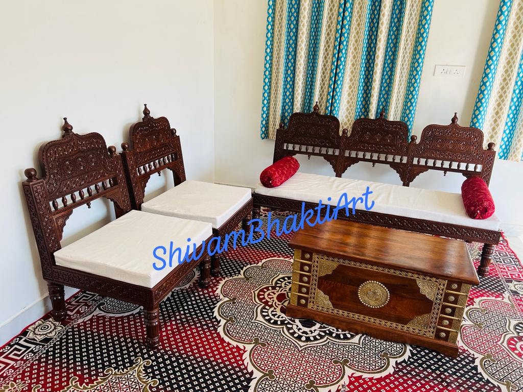 Wooden Diwan Set/ Wooden Sofa Set/ Indian Fine Carved Diwan/ Free ...