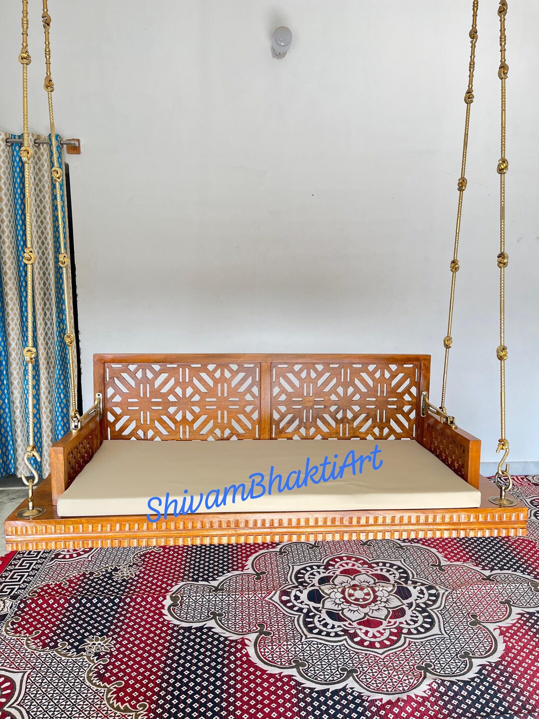 Teak Wooden Reversible Porch Swing, Indoor Ceiling Swing - Etsy
