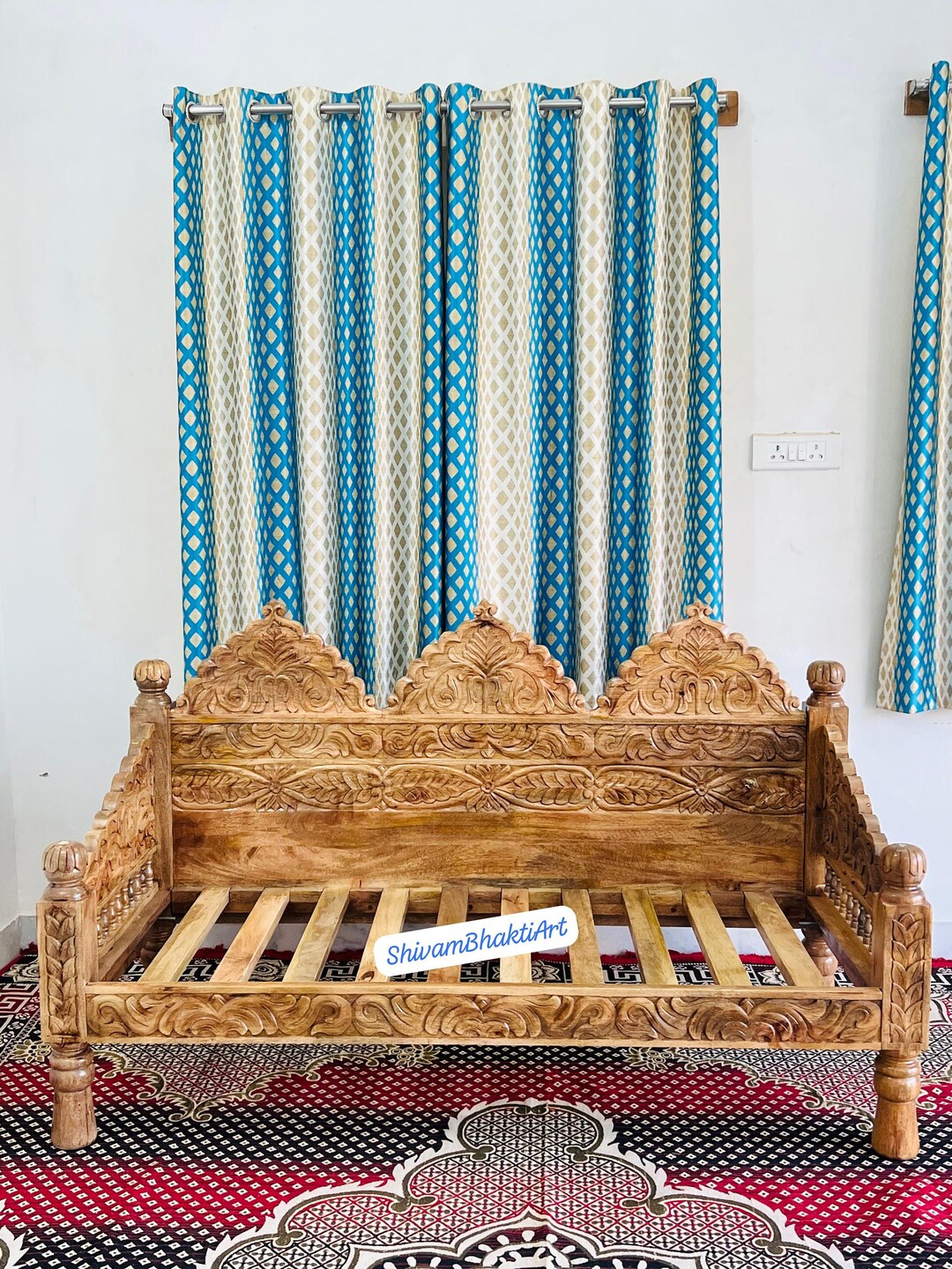 Fine Carved Wooden Diwan, Traditional Indian Sofa (66"w X 30"d X 38"h ...