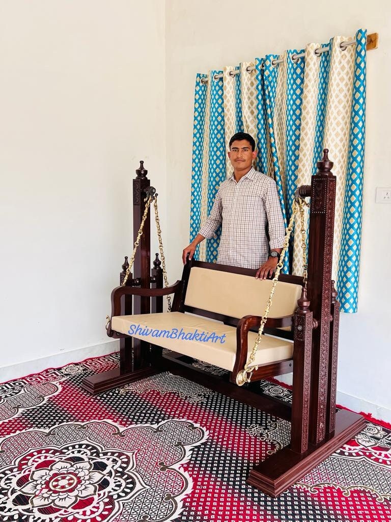 Handmade Rose Wooden Swing, Rose Wooden Fine Carved Maharaja Swing ...