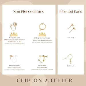 Gold Long Minimalist Clip on Earrings | Dainty Boho Dotted Chain | Non ...
