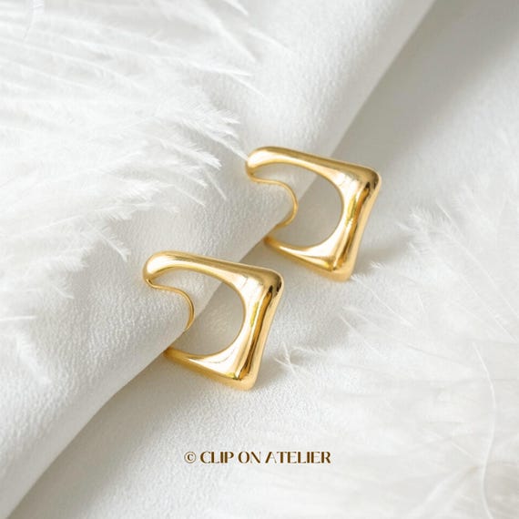 Clip on Earrings Minimalist Hoop Gold Sliver Huggies Invisible Pain Free Clip Coil Design Non Pierced Ears Jewelry Gift Classy Chic Etsy