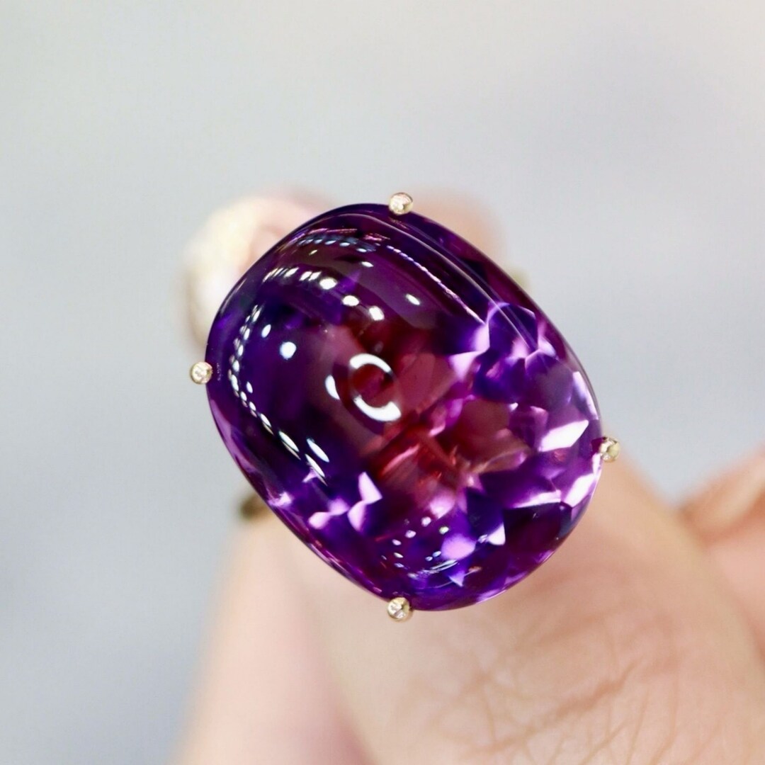 Handmade 18k Solid Gold Amethyst Ring: February Birthstone Engagement ...