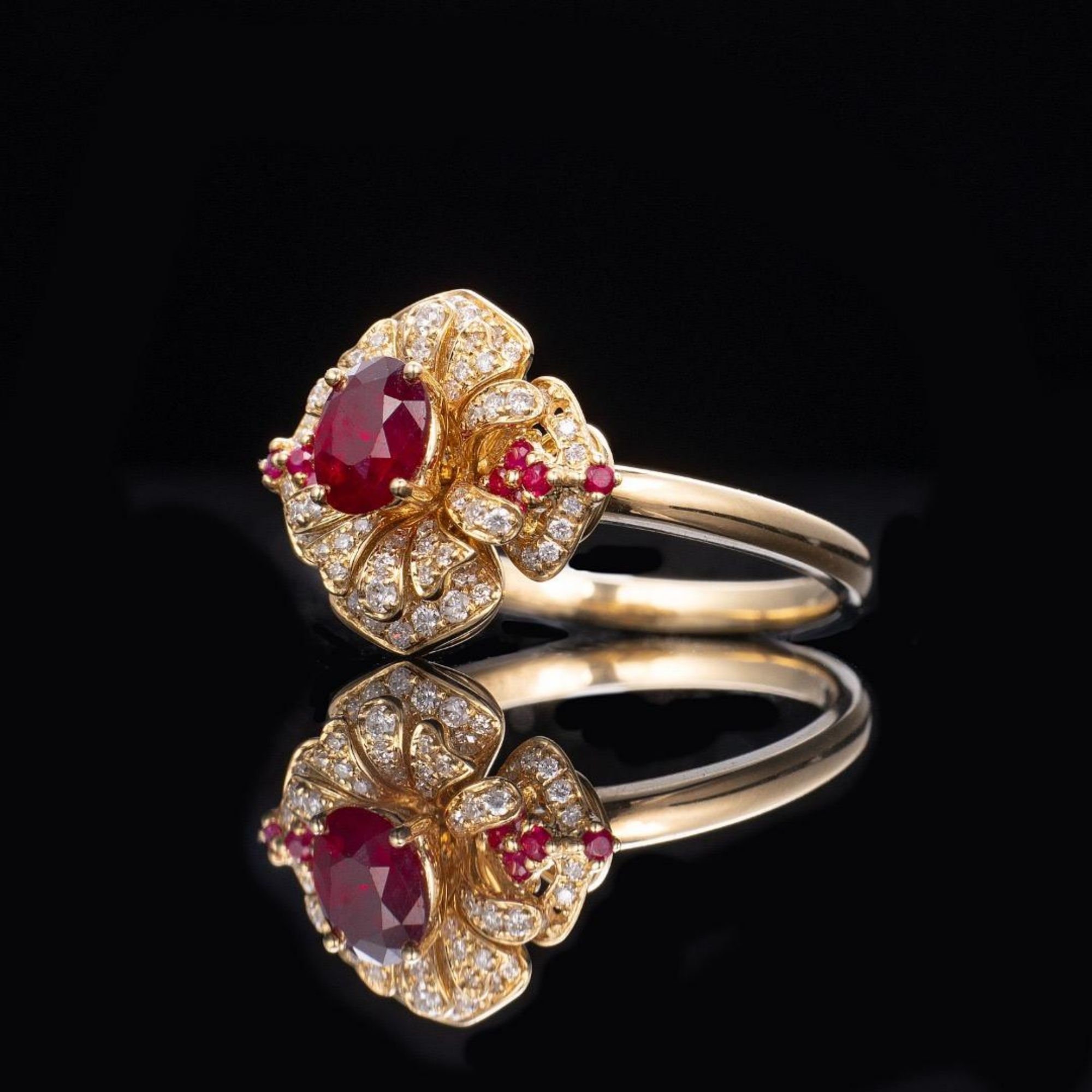 Unique Vintage Natural Ruby Ring/18k Solid Gold Genuine Ruby Ring/red ...
