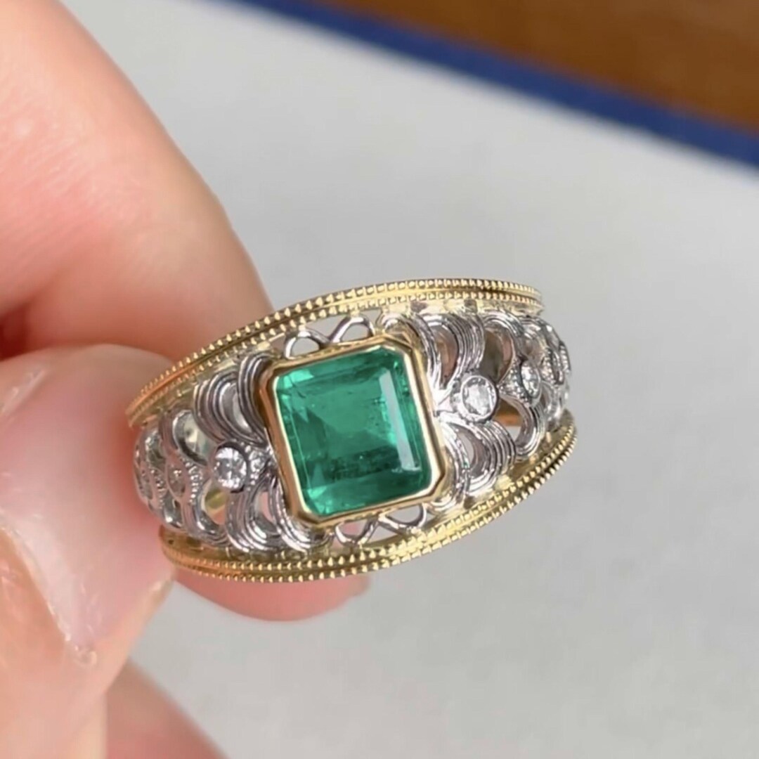 Luxury Natural Emerald Ring/high End Real Emerald Ring/unique Emerald ...