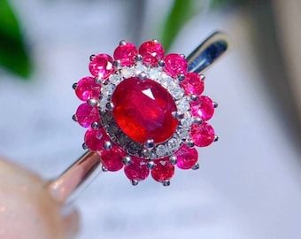 14K Gold Ruby Ring for Women, Red Gemstone Engagement Ring, Delicate Gold Ruby Ring, July ...