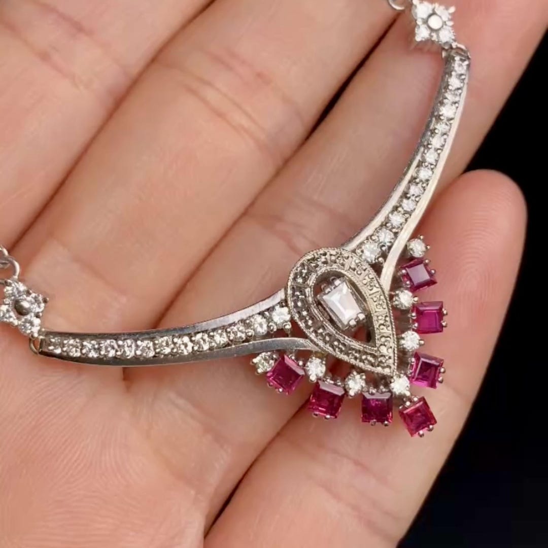 High End Luxury Pigeon Blood Red Ruby Necklace 18k White Gold/genuine ...