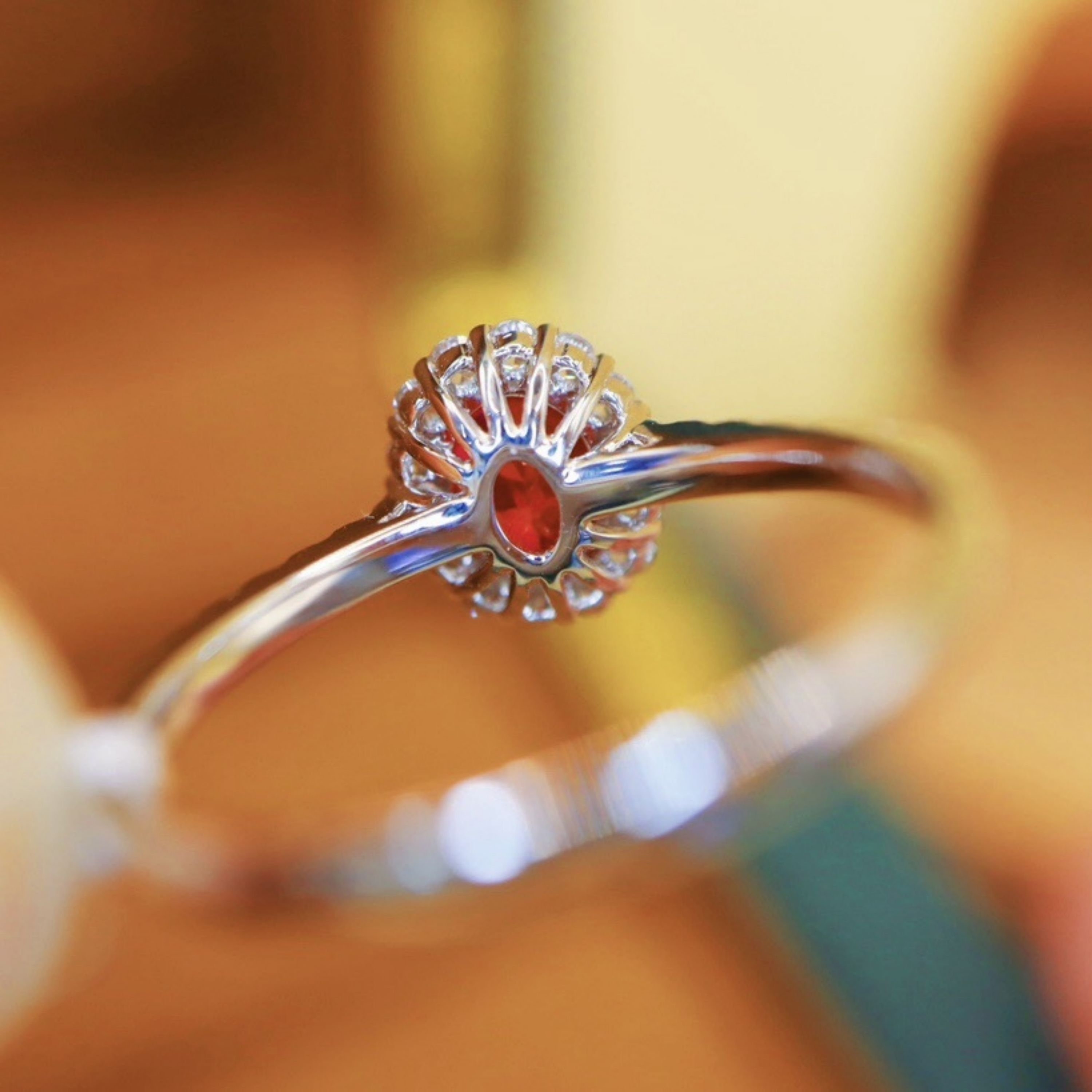 18k White Gold High End Pigeon Blood Ruby Ring/halo Oval Ruby Engagement Ring for Women/dainty ...