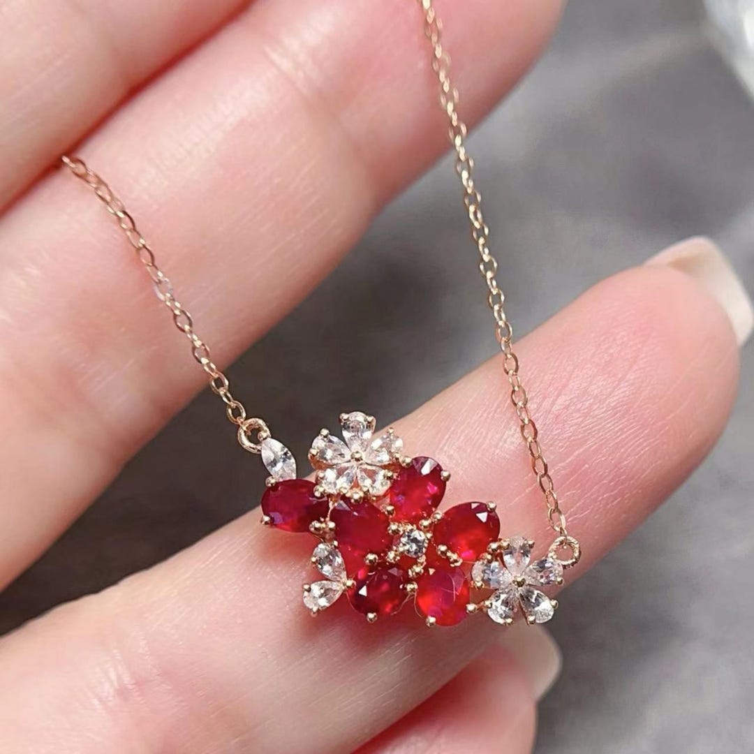 High End Pigeon Blood Red Ruby Necklace 18k Solid Gold/genuine Real ...