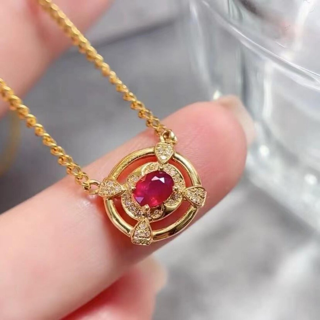 High End Pigeon Blood Red Ruby Pendant Necklace 18k Solid Gold/genuine ...
