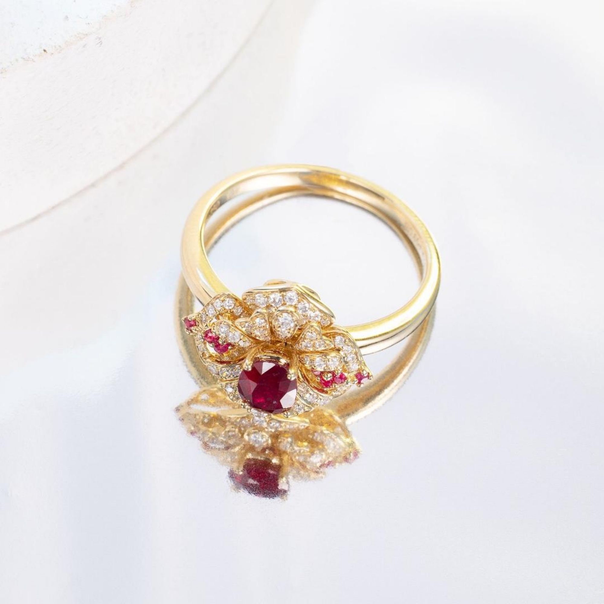 Unique Vintage Natural Ruby Ring/18k Solid Gold Genuine Ruby Ring/red ...