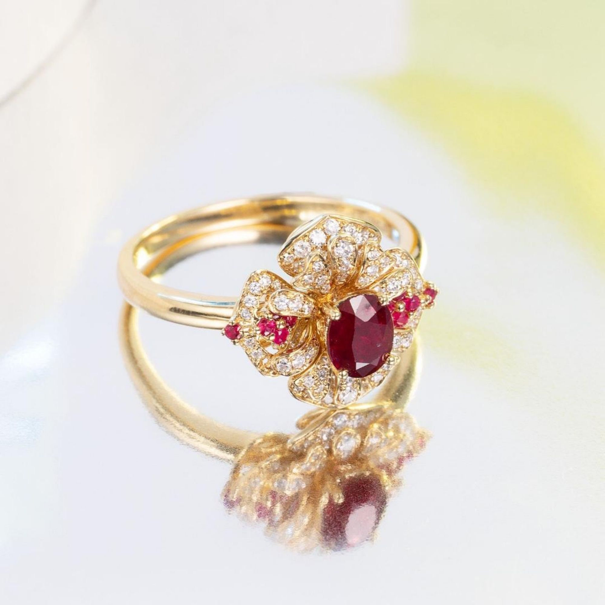 Unique Vintage Natural Ruby Ring/18k Solid Gold Genuine Ruby Ring/red ...