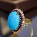 Unique Natural Chunky Turquoise Ring in 18k Solid Gold/diamond Halo ...