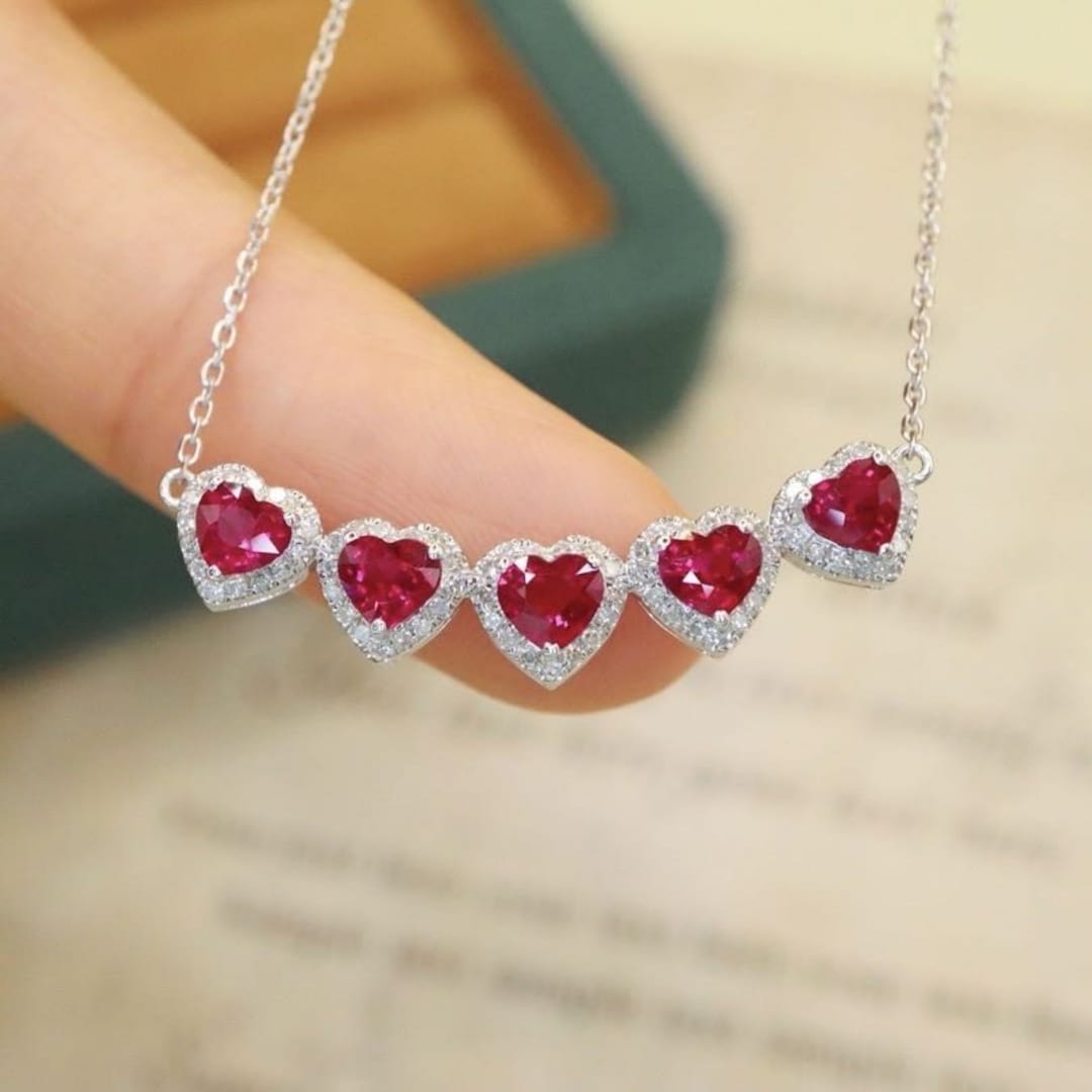 High End Pigeon Blood Red Ruby Necklace 18k White Gold/genuine Real ...