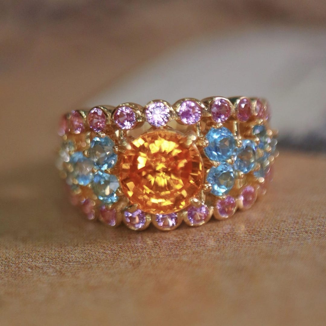 Luxury Natural High End Fanta Ring Engagement Promise Fanta Ring in 18k ...